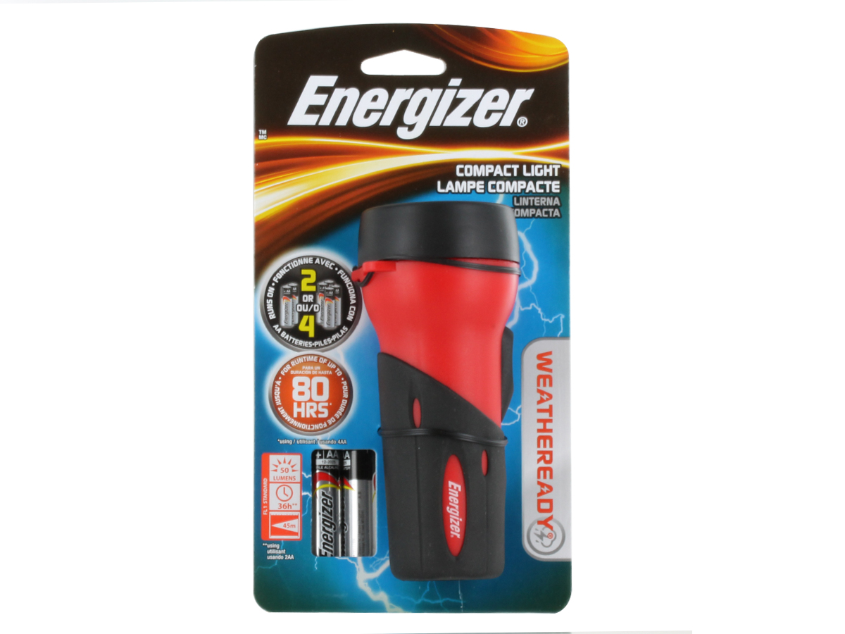 Energizer Weatheready Compact LED Flashlight - 50 Lumens - Uses 2 x AAs ...